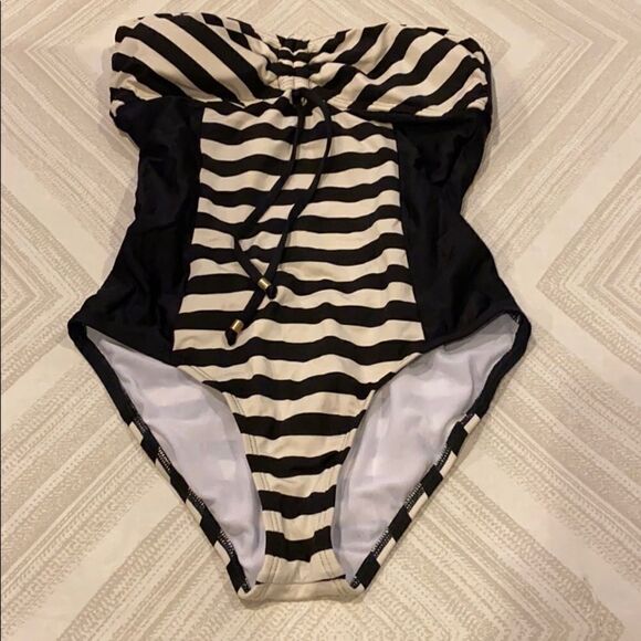 Ella Moss | Swim | Ellamossivoryblackstrplessstripebathingsuit | Poshmark